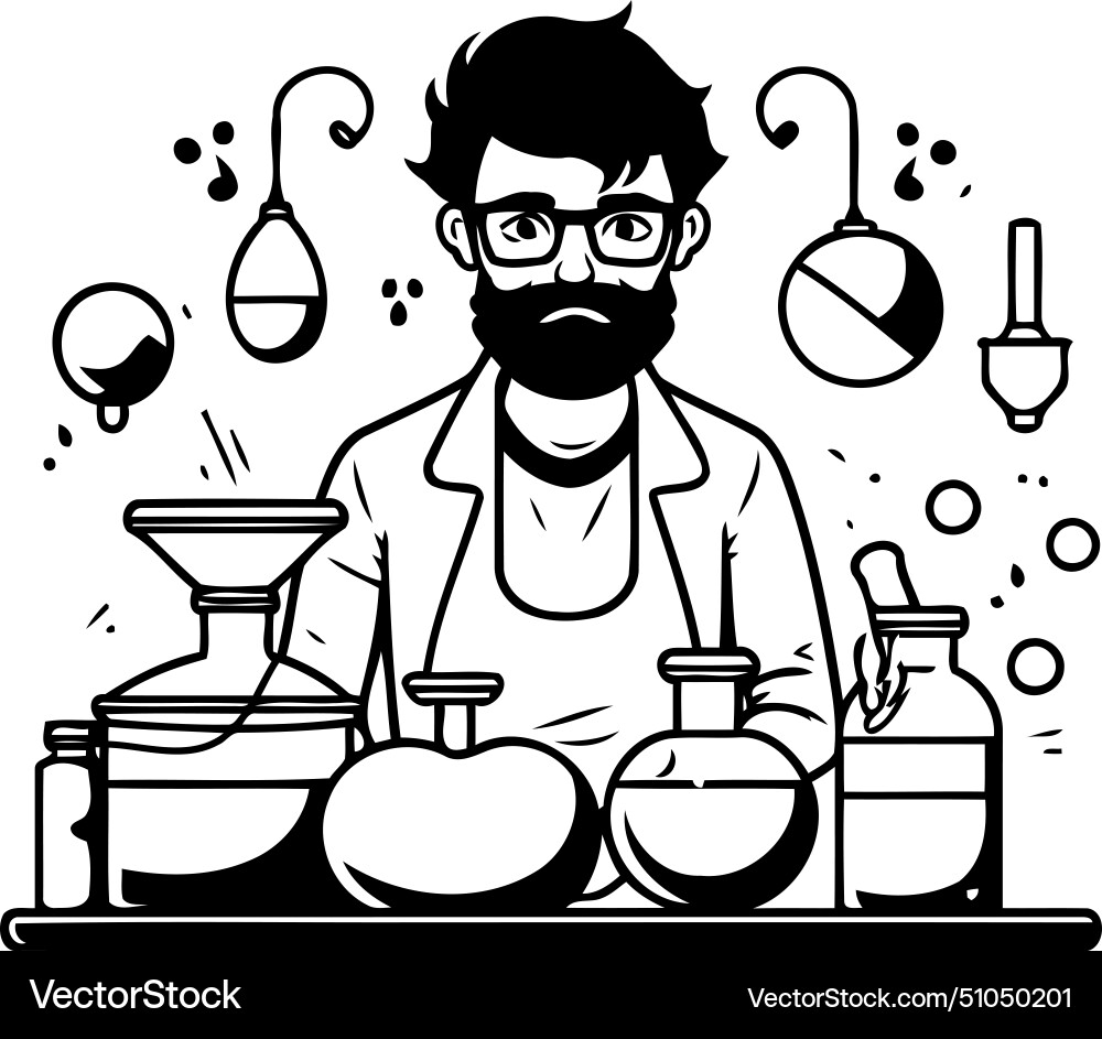Scientist in chemical laboratory flat cartoon Vector Image