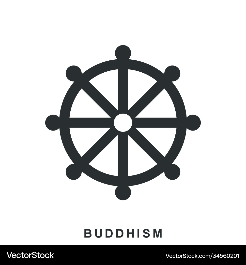Wheel dharma dharmachakra - a symbol buddhism Vector Image