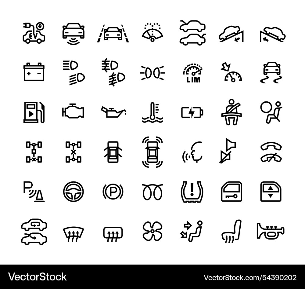 Car functions icon set Royalty Free Vector Image