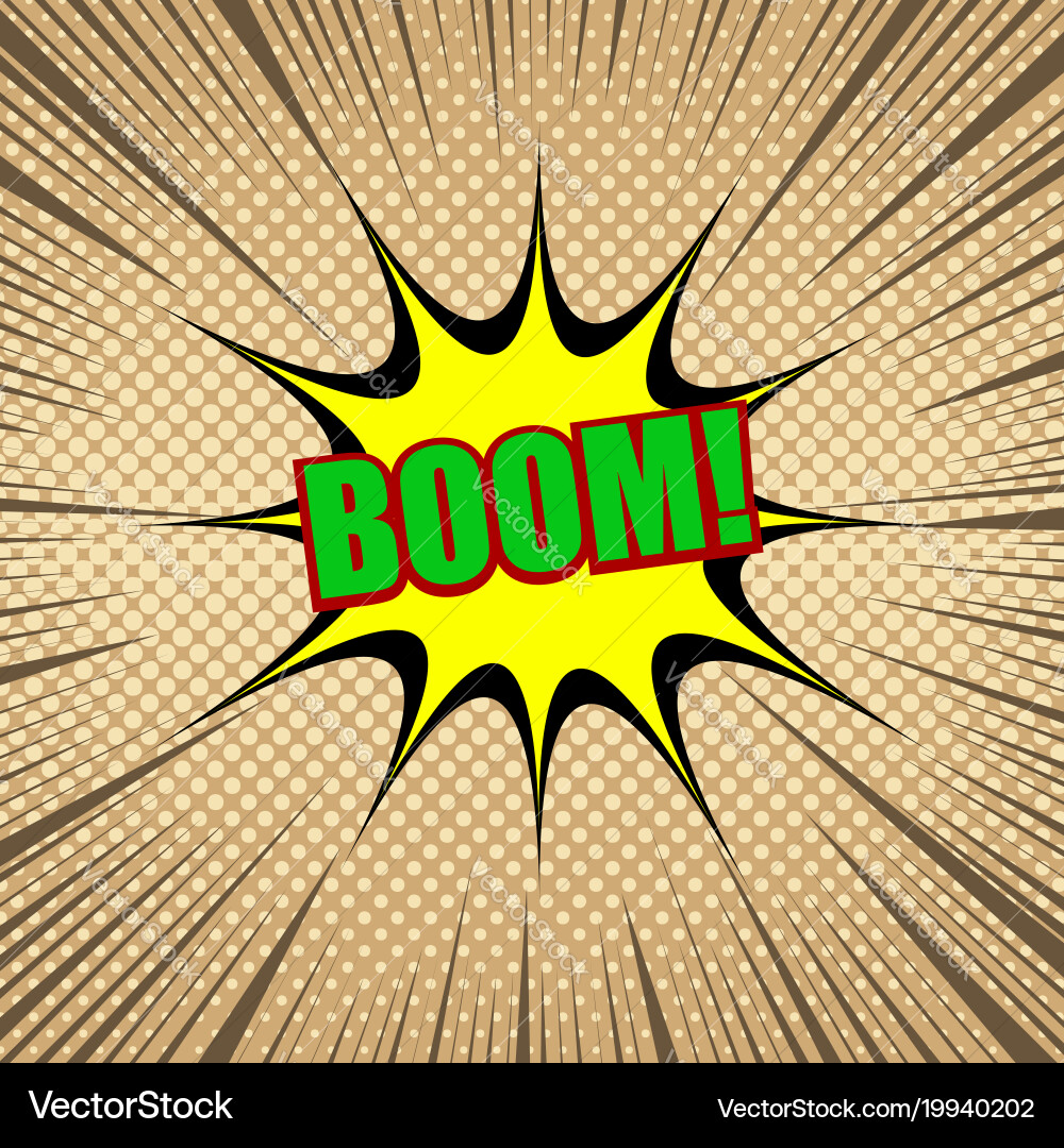 Comic colorful boom wording template Royalty Free Vector