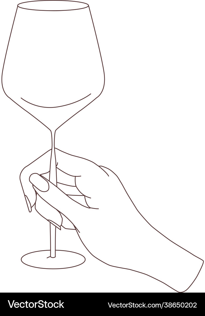 Glass in hand an execution a line Royalty Free Vector Image