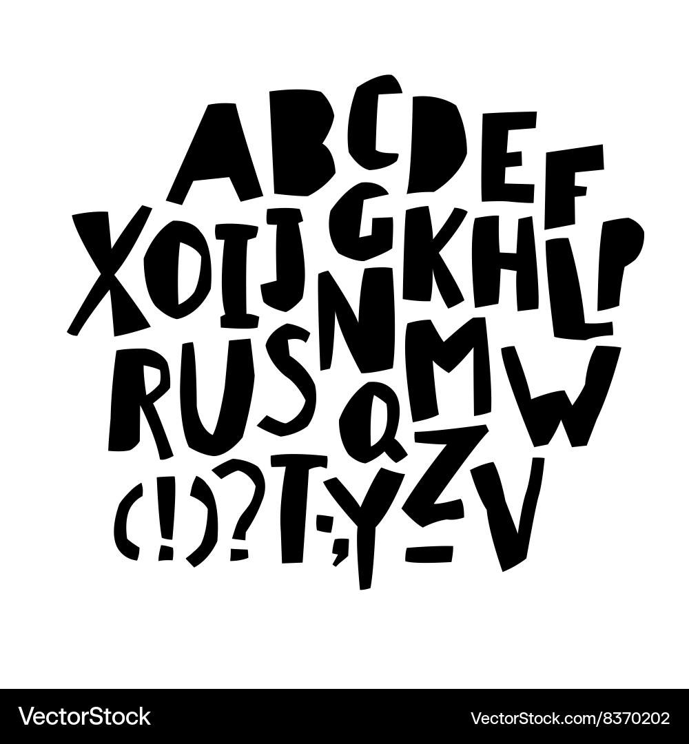 Paper Cut Alphabet - Black Letters Royalty Free Vector Image