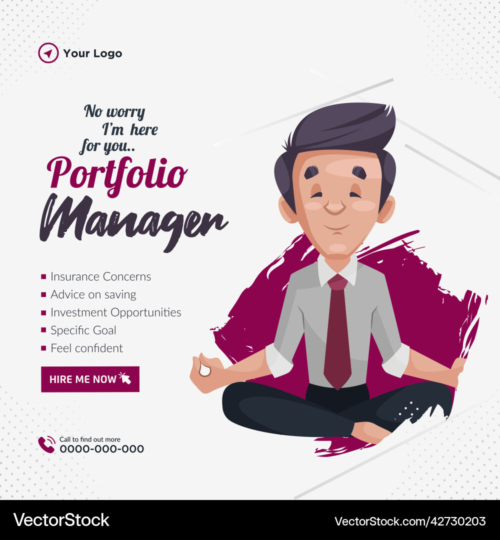 Banner design of portfolio manager Royalty Free Vector Image