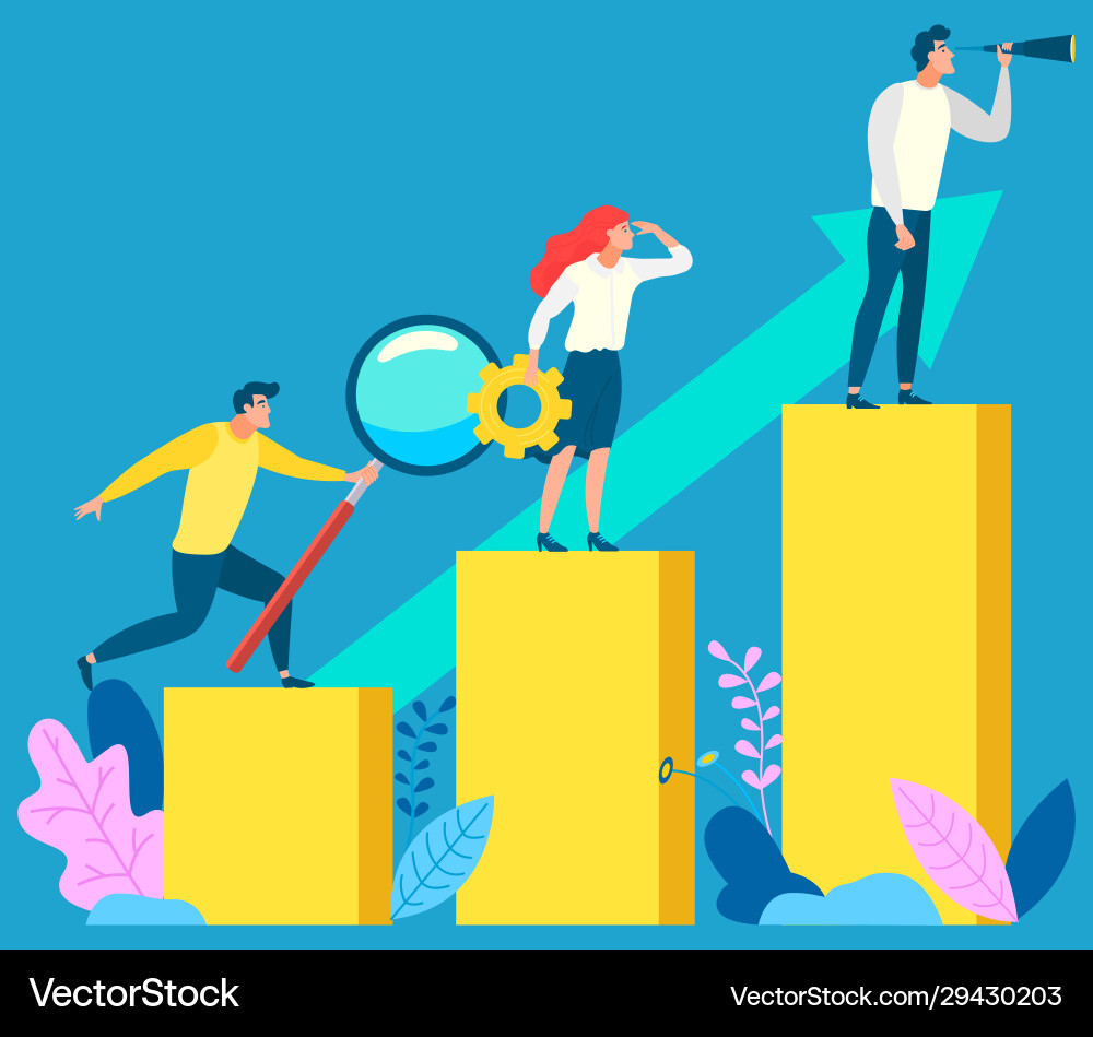 Business leader and workers following boss Vector Image