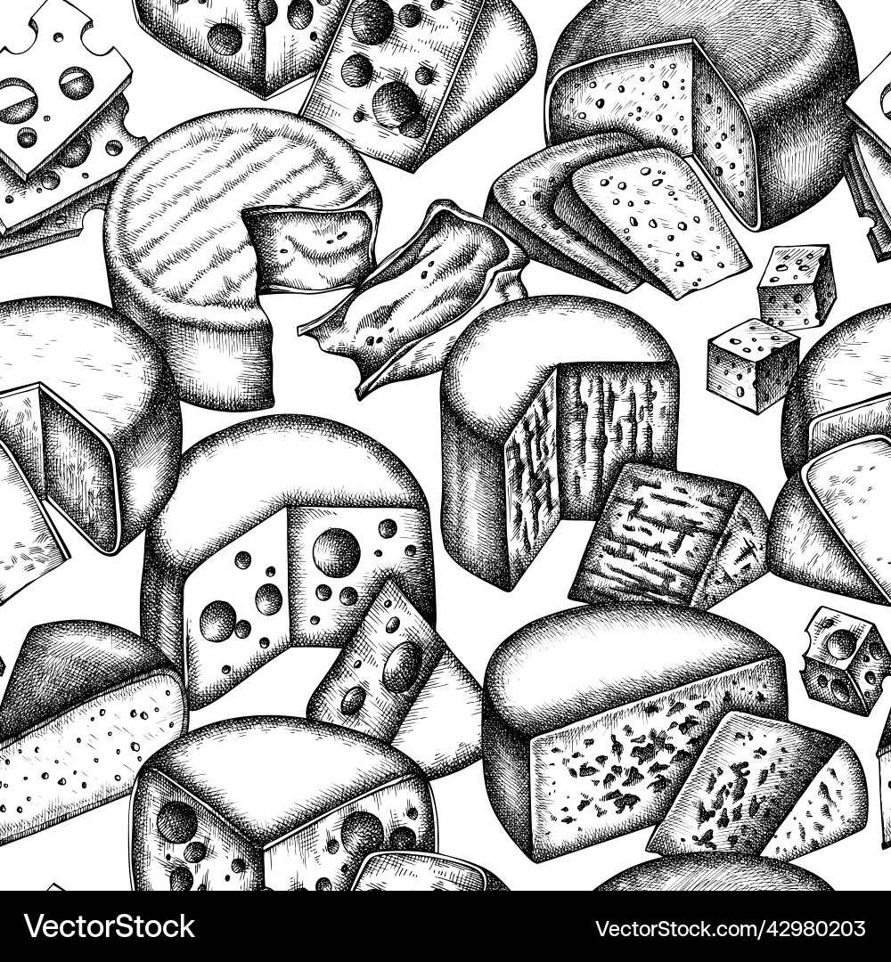 Cheese seamless pattern background design Vector Image