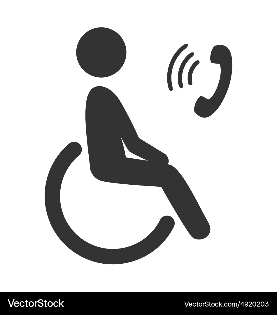 Disability man pictograph flat icon phone isolated