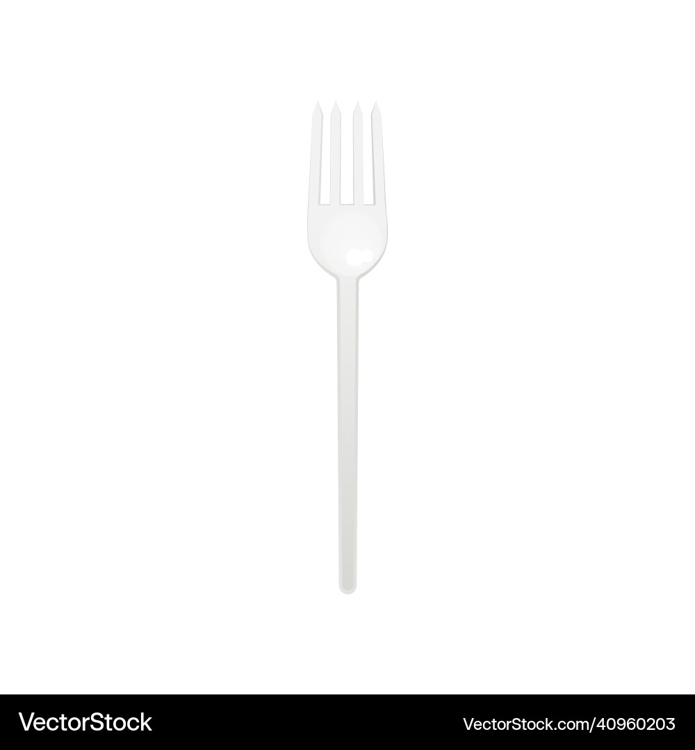 Disposable plastic white fork mockup realistic Vector Image
