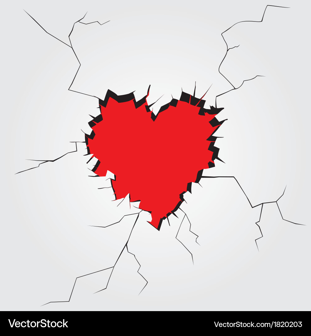 Hole in heart shape on the wall Royalty Free Vector Image