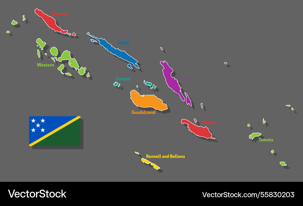 Map of solomon islands Royalty Free Vector Image