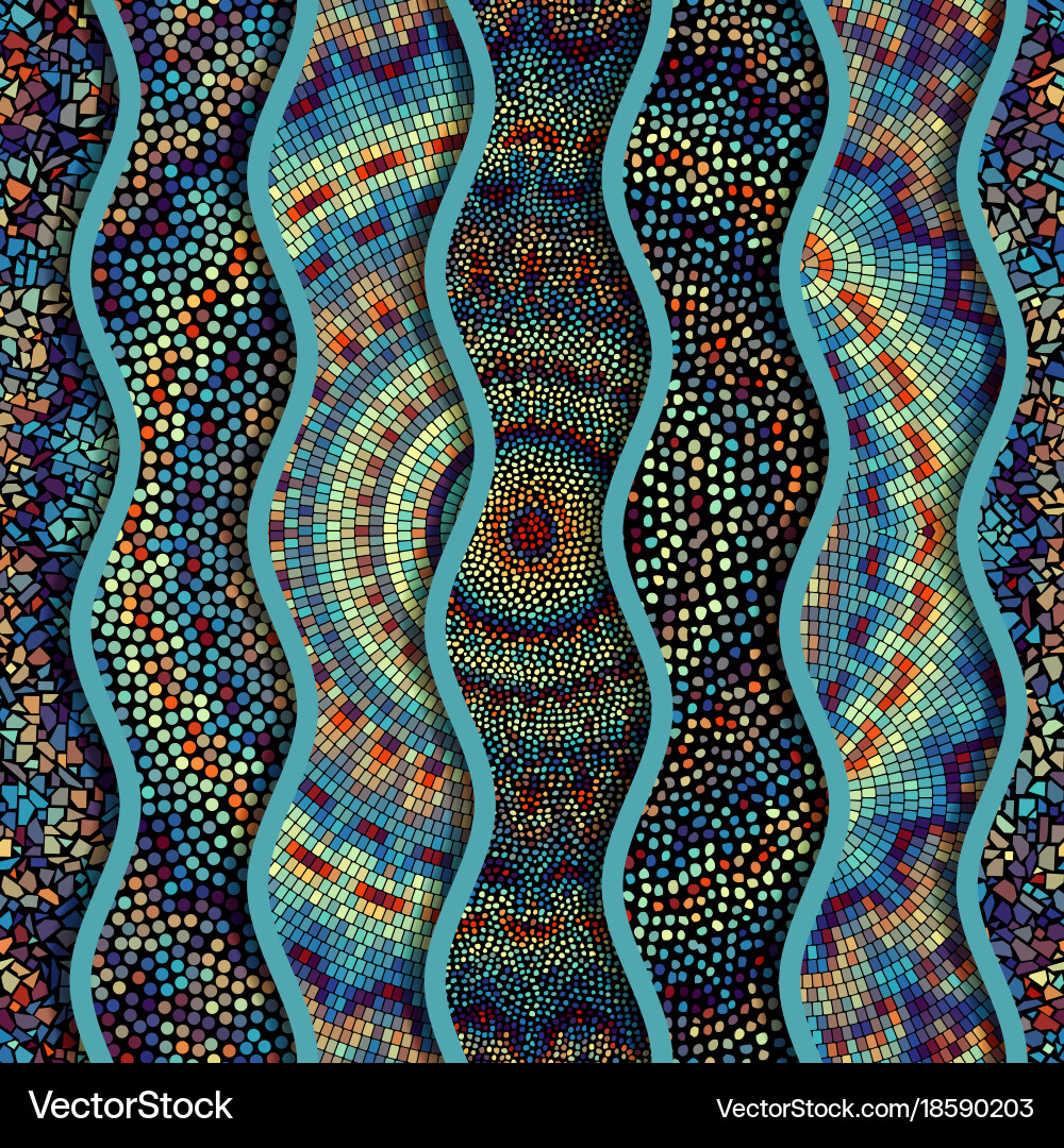 Relief waves of ornamental mosaic tile patterns Vector Image