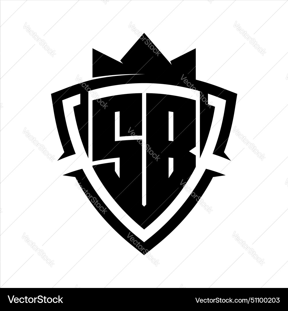Sb letter bold monogram triangle curve shield Vector Image