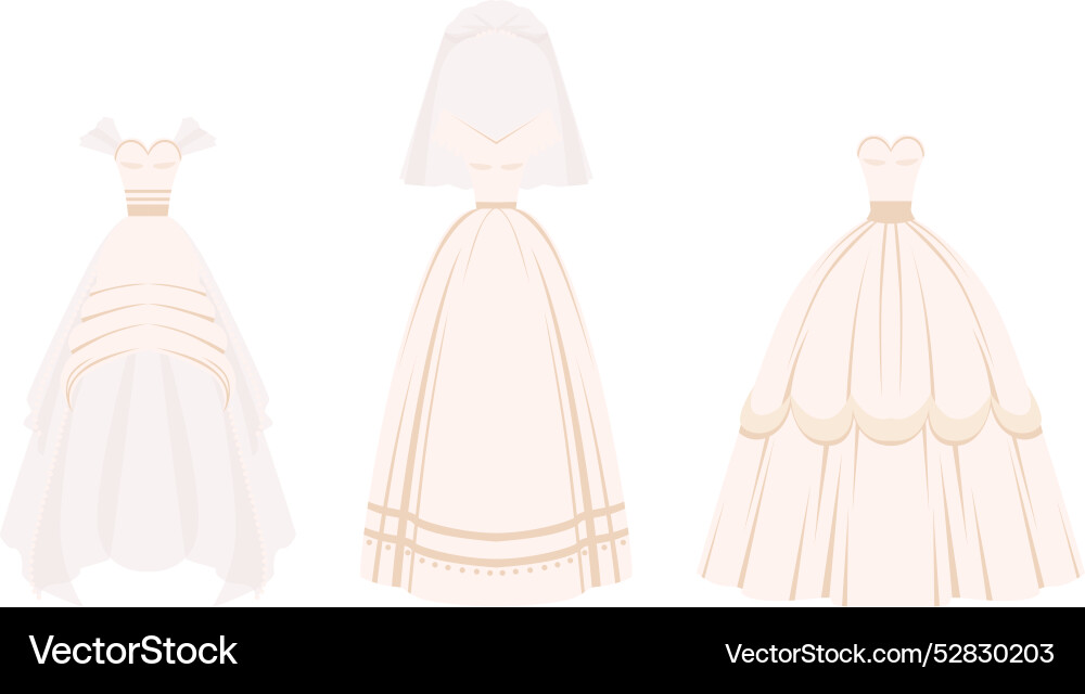Wedding dresses set various bride ceremony style Vector Image