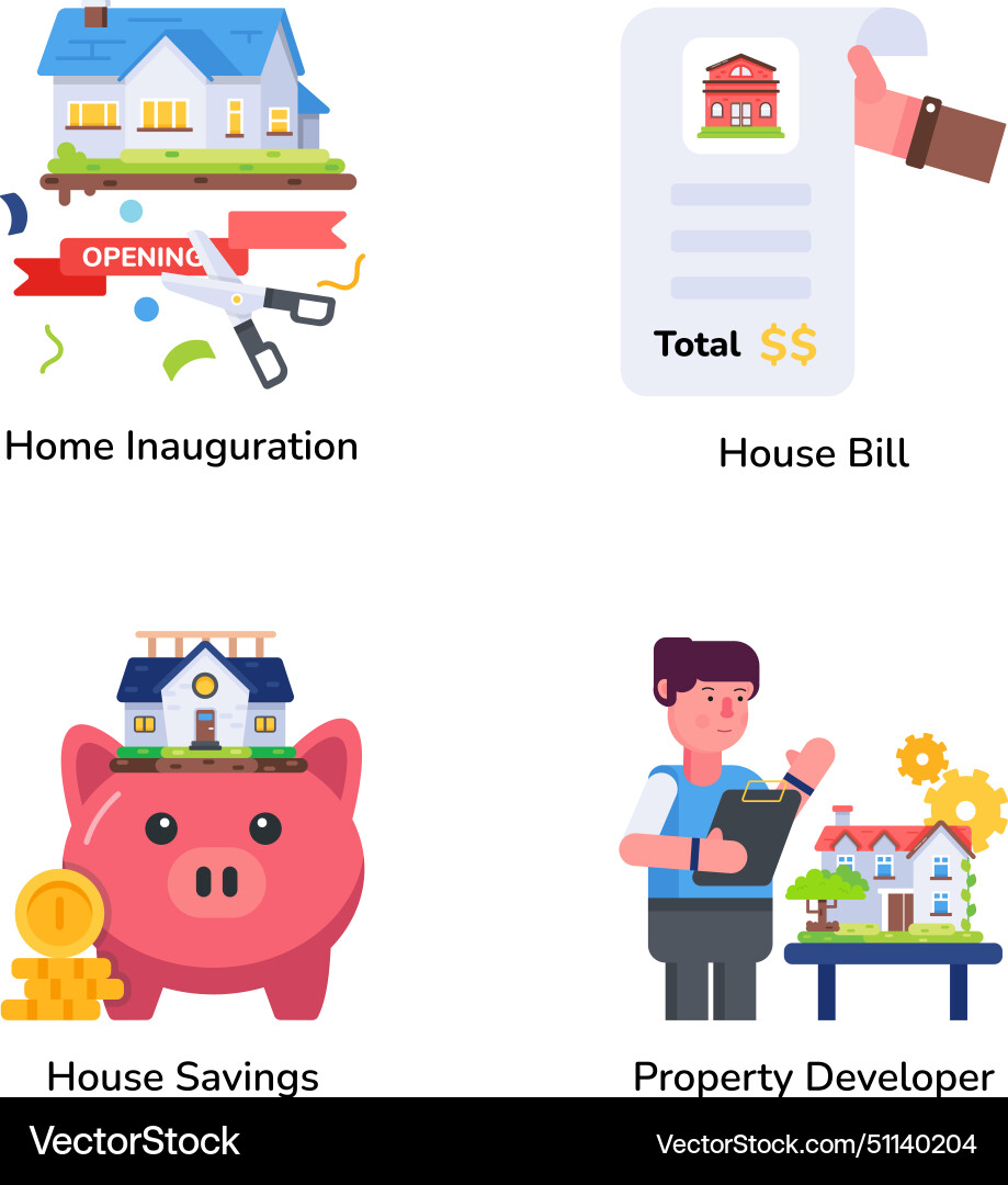 Bundle of property development flat icons Vector Image