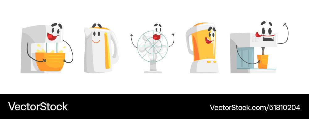 Cartoon electronic device and home appliance Vector Image