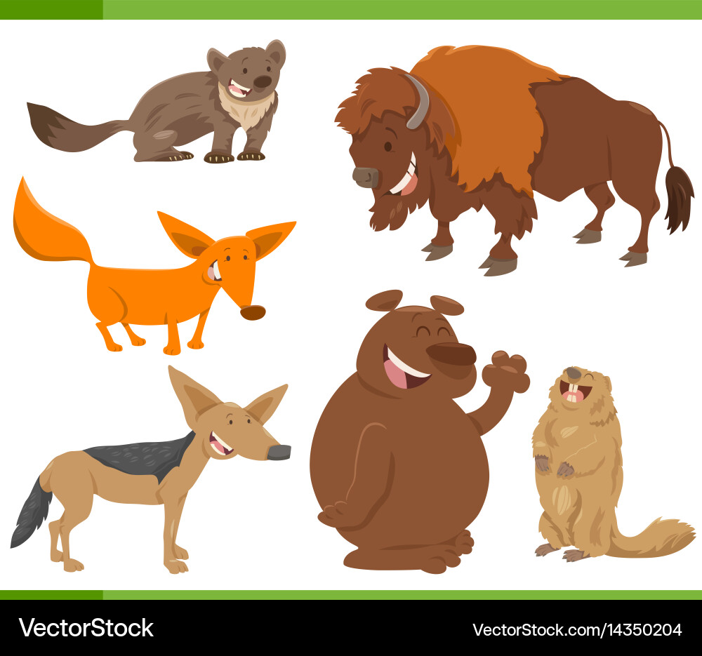 Cute wild animal characters set Royalty Free Vector Image