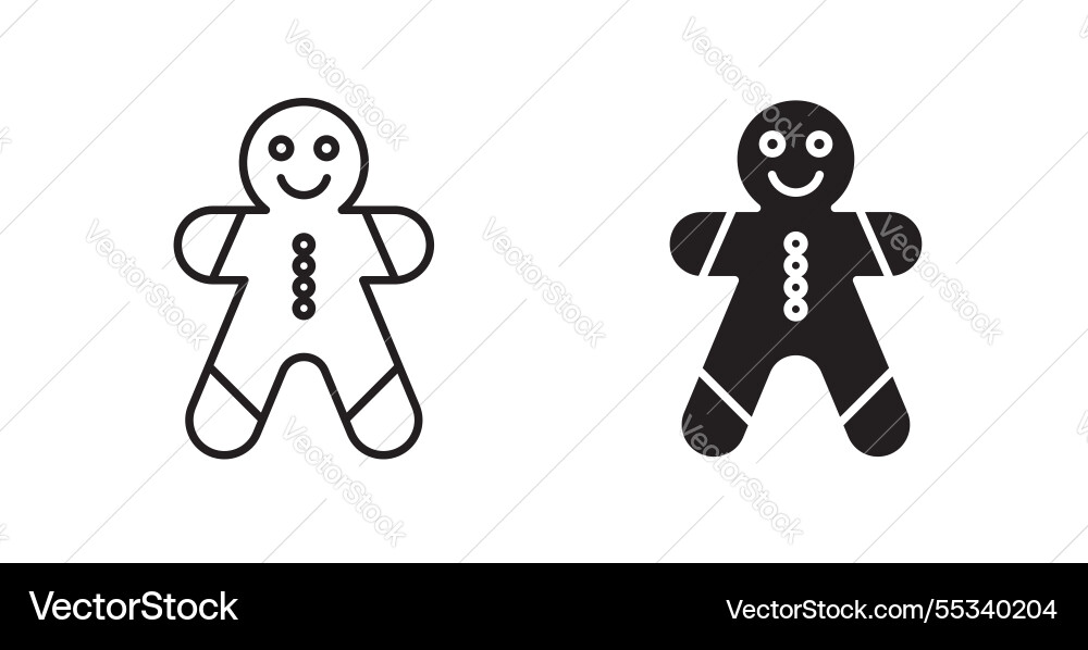 Gingerbread man filled and outlined icons Vector Image