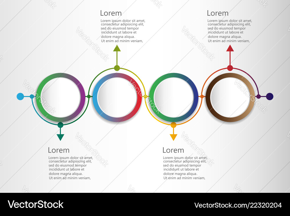 Infographic design template with timeline and 4 Vector Image