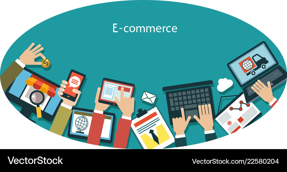 Infographics background e-commerce Royalty Free Vector Image