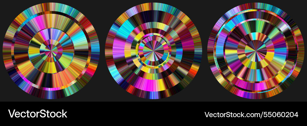 Vibrant circular concentric circles neon rainbow Vector Image