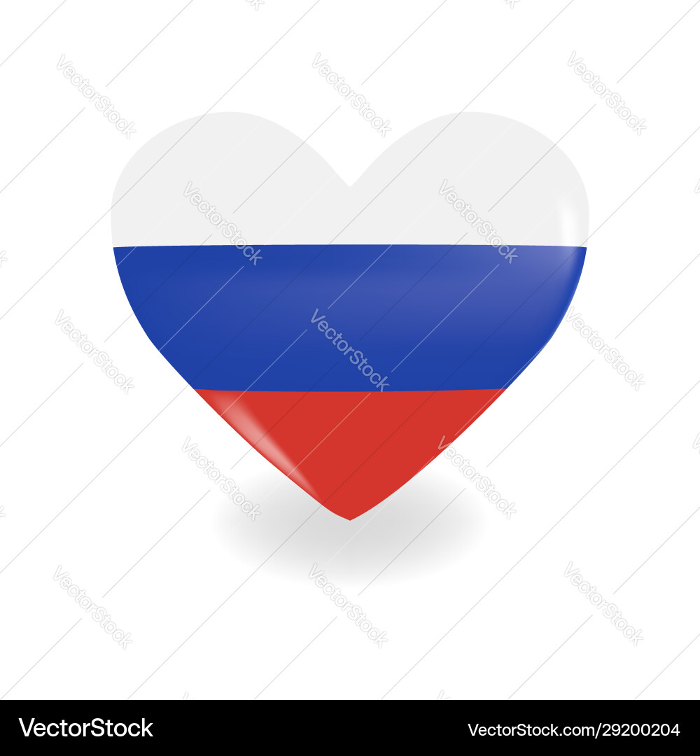 Volumetric russia heart on white background casts Vector Image