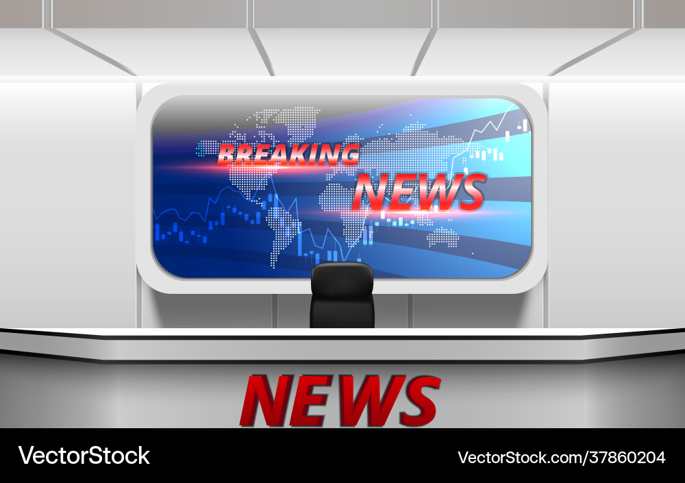 White table with breaking news on led screen backg