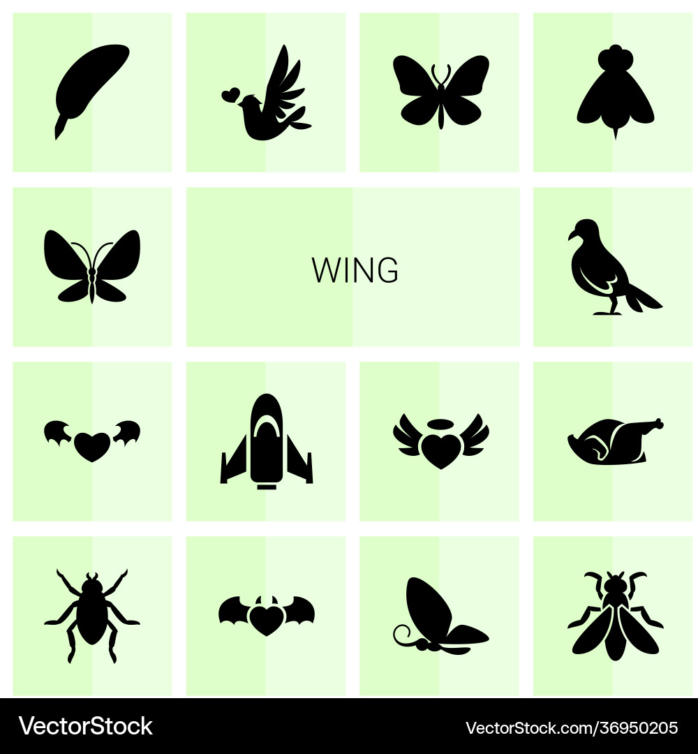 14 wing icons Royalty Free Vector Image - VectorStock
