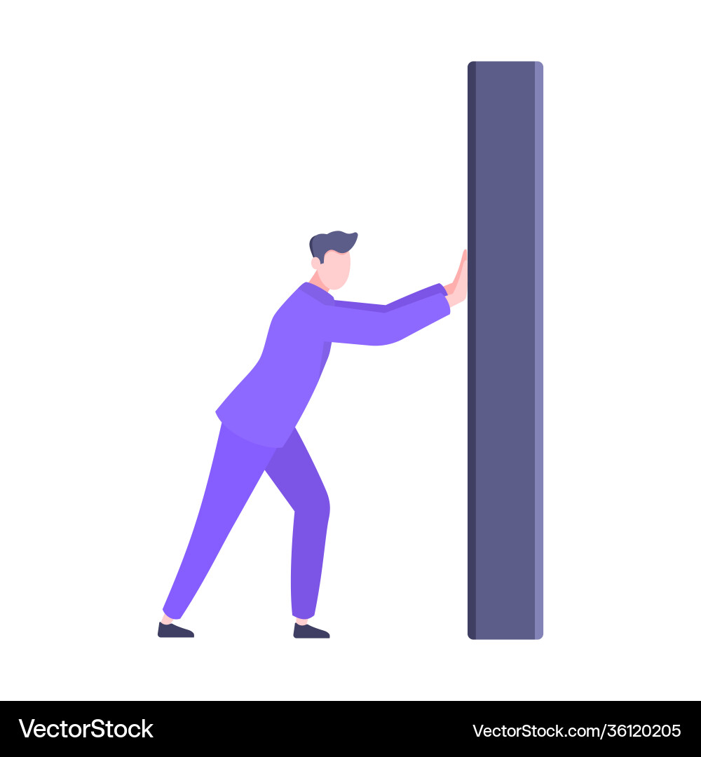 Adult young man pushing wall Royalty Free Vector Image