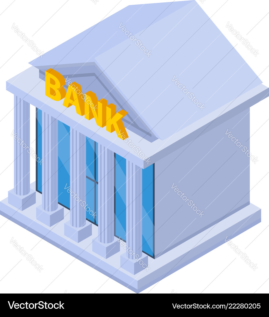 Bank building icon isometric style Royalty Free Vector Image