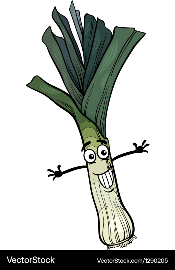 Cute leek vegetable cartoon Royalty Free Vector Image