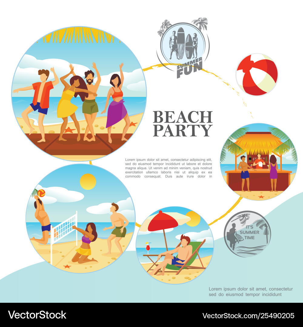 Flat summer vacation template Royalty Free Vector Image