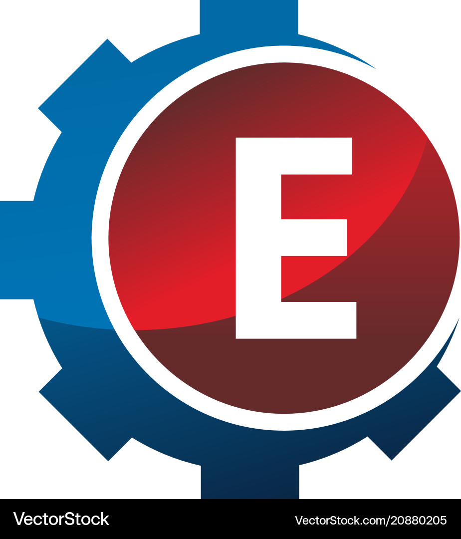 Gear icon letter e Royalty Free Vector Image - VectorStock