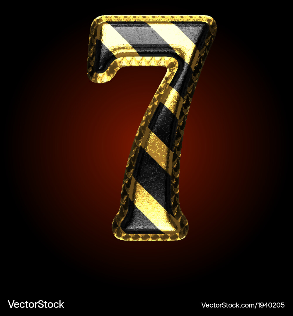 Golden and black letter 7 Royalty Free Vector Image