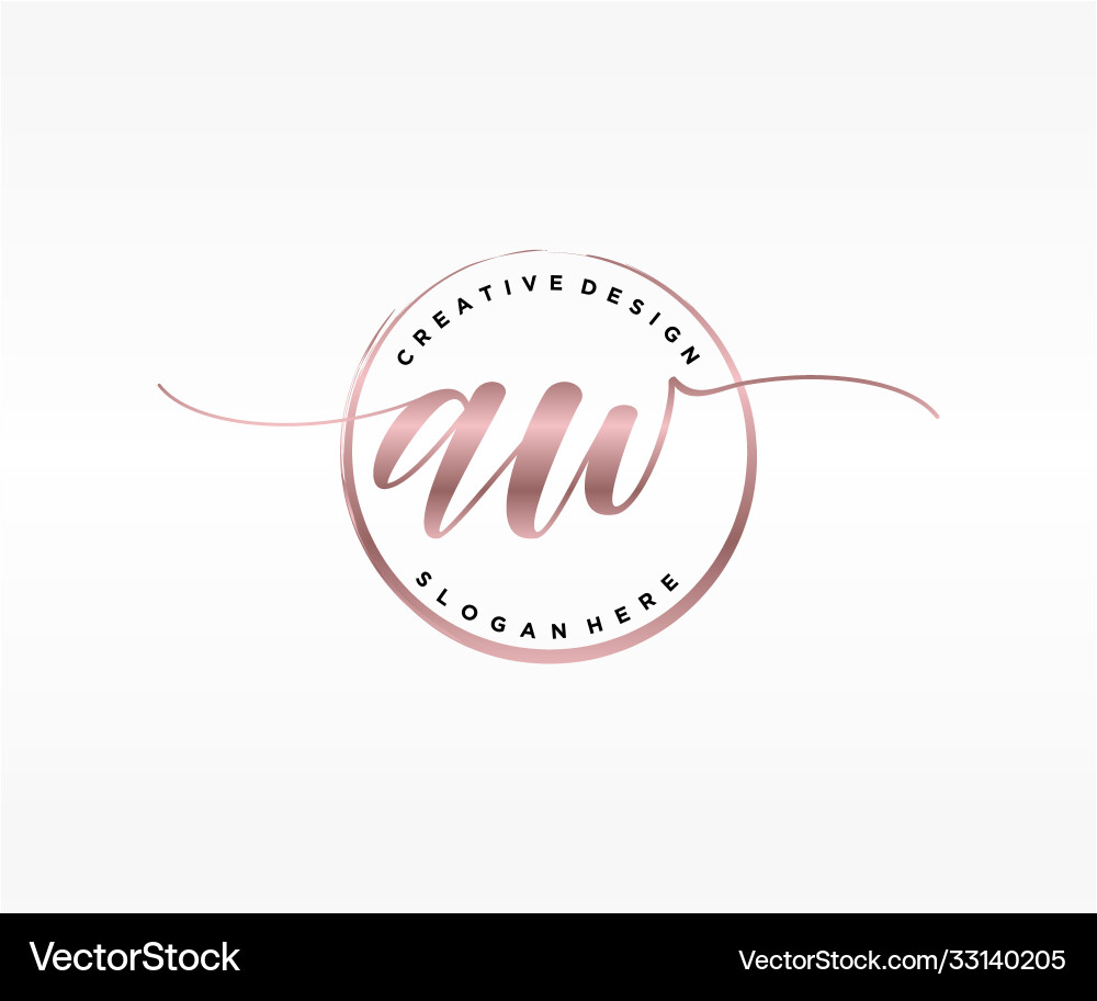 Initial aw handwriting logo with circle template Vector Image
