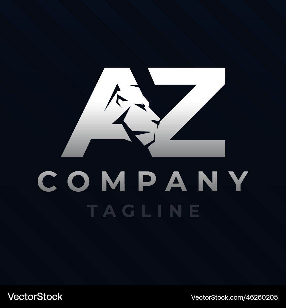 Letter az lion head initial logo design Royalty Free Vector