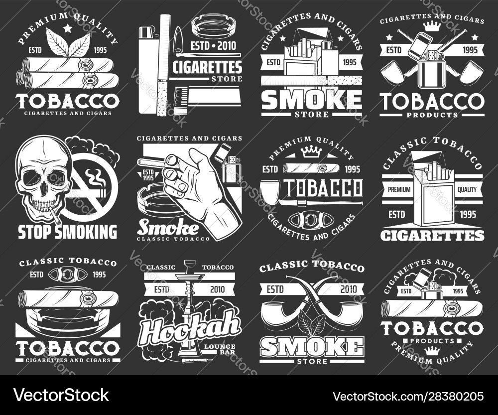 Quality tobacco products cigars and cigarettes Vector Image