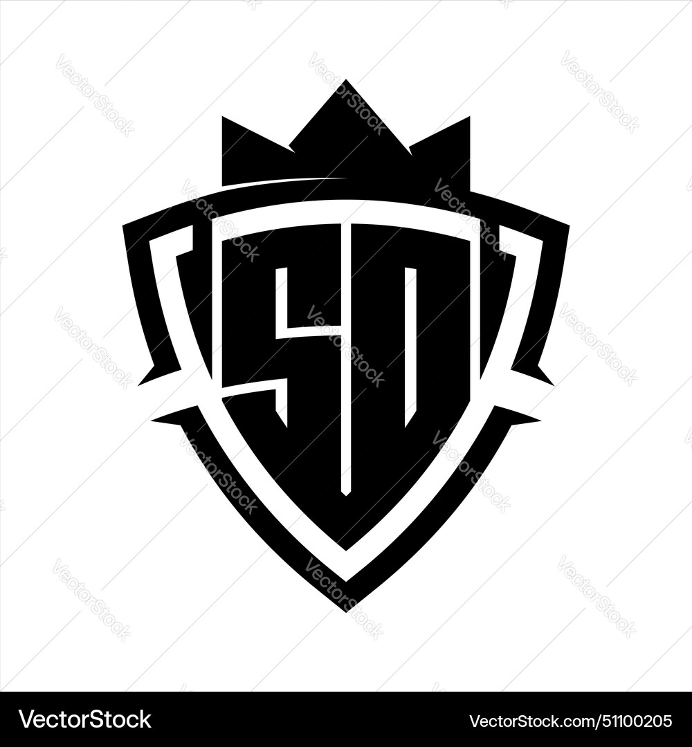 Sd letter bold monogram triangle curve shield Vector Image
