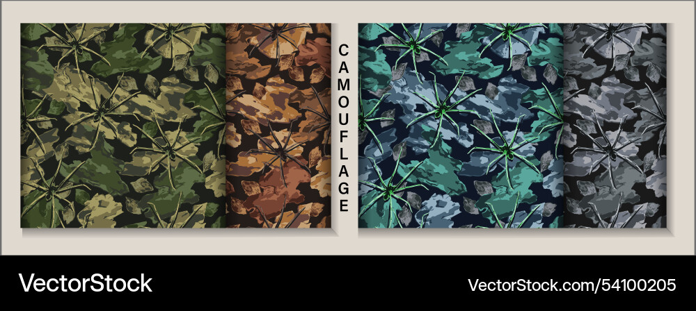 Seamless camo patterns with forest litter spiders Vector Image