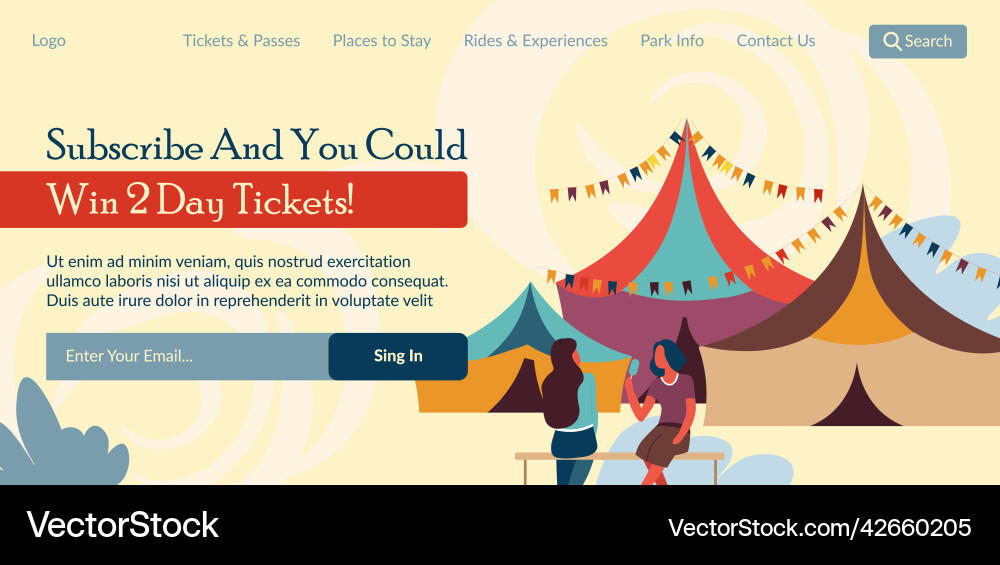Subscribe and you could win 2 day tickets park Vector Image