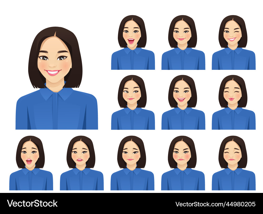 Woman expressions set Royalty Free Vector Image