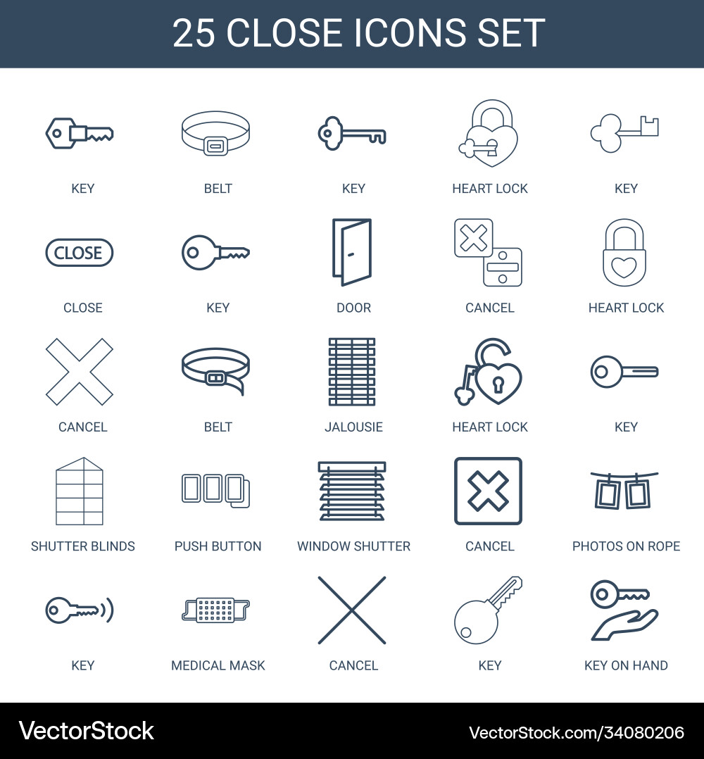 25 close icons Royalty Free Vector Image - VectorStock