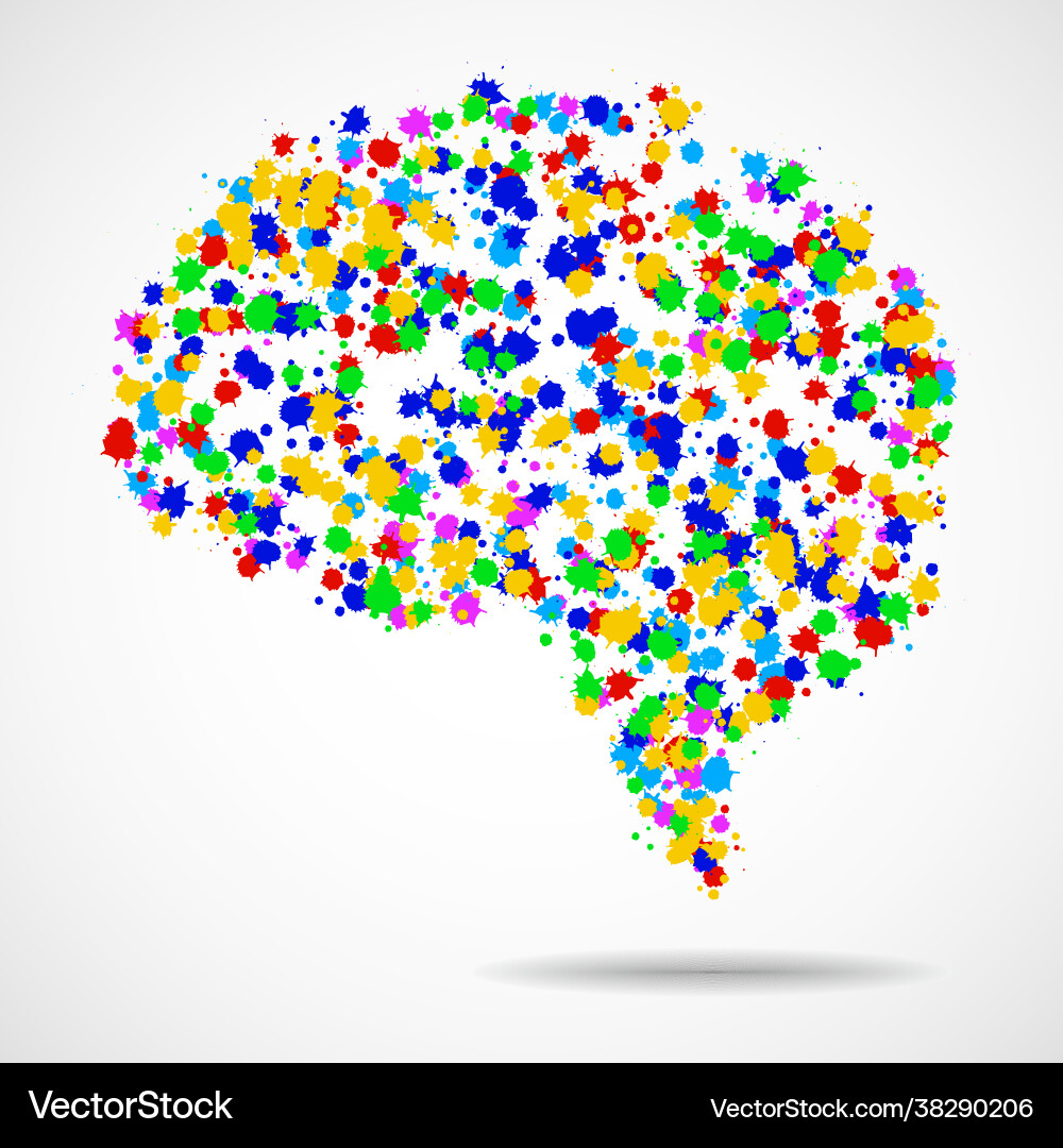 Abstract human brain colorful ink splashes Vector Image