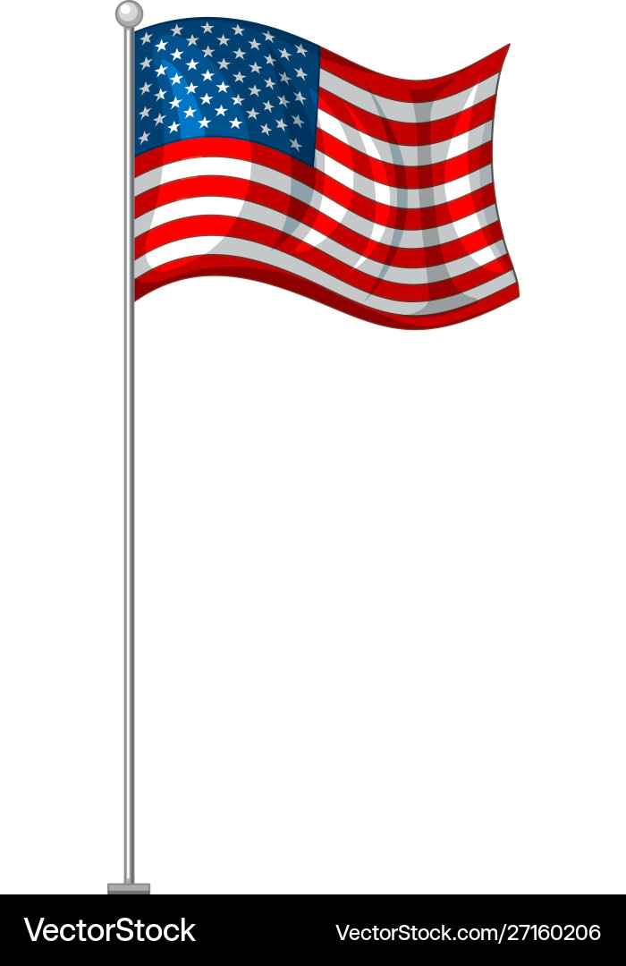 American flag on metal pole Royalty Free Vector Image