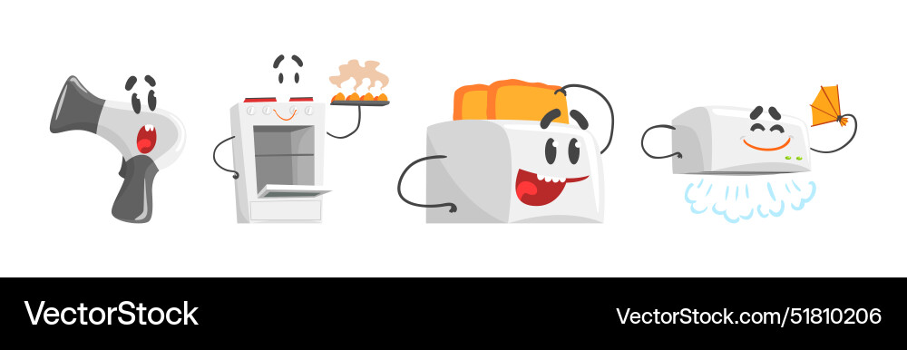 Cartoon electronic device and home appliance Vector Image