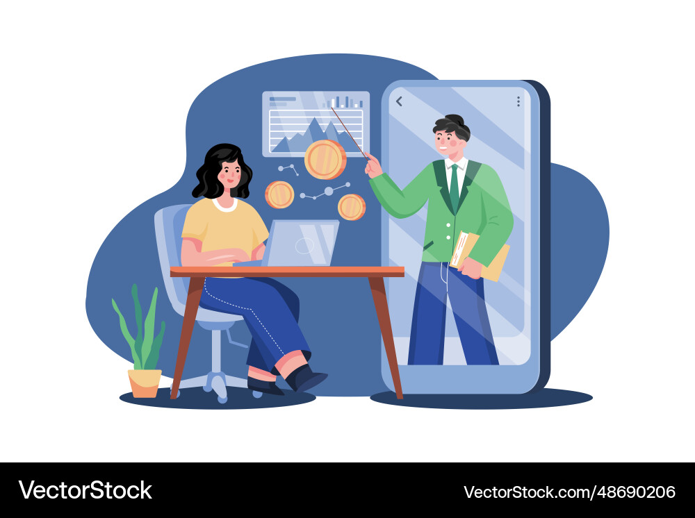 Crypto trading course concept on white background Vector Image