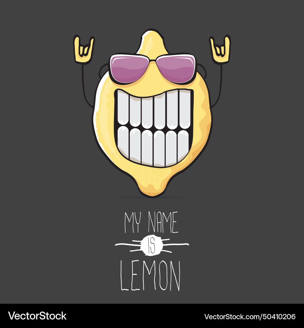 Funny cartoon cute yellow lemon character Vector Image