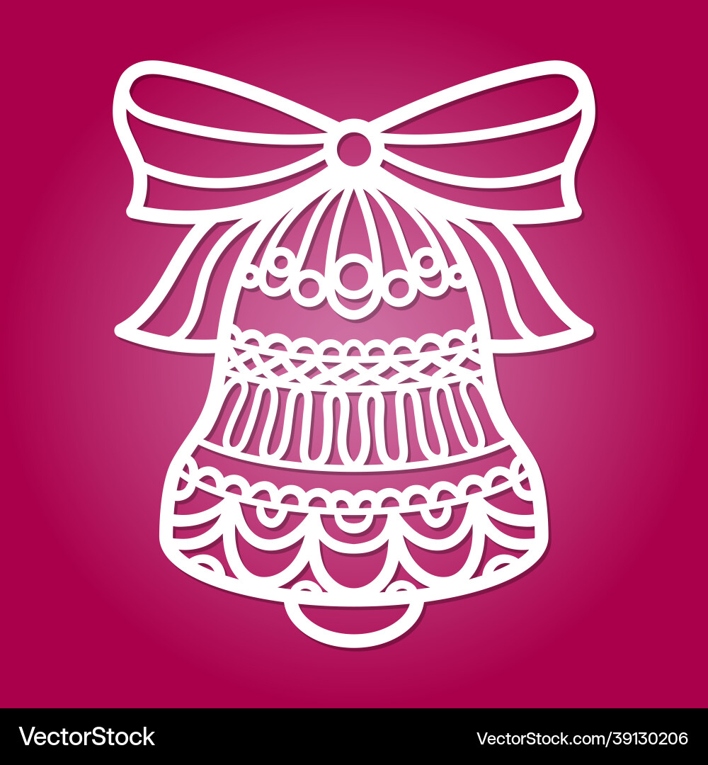 Laser cutting template bell with bow Royalty Free Vector