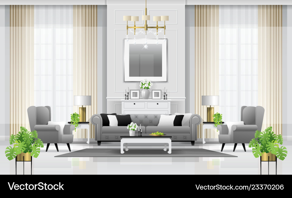 Luxury living room interior background Royalty Free Vector