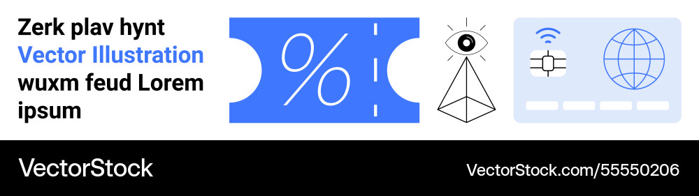 Percentage symbol on ticket geometric pyramid Vector Image