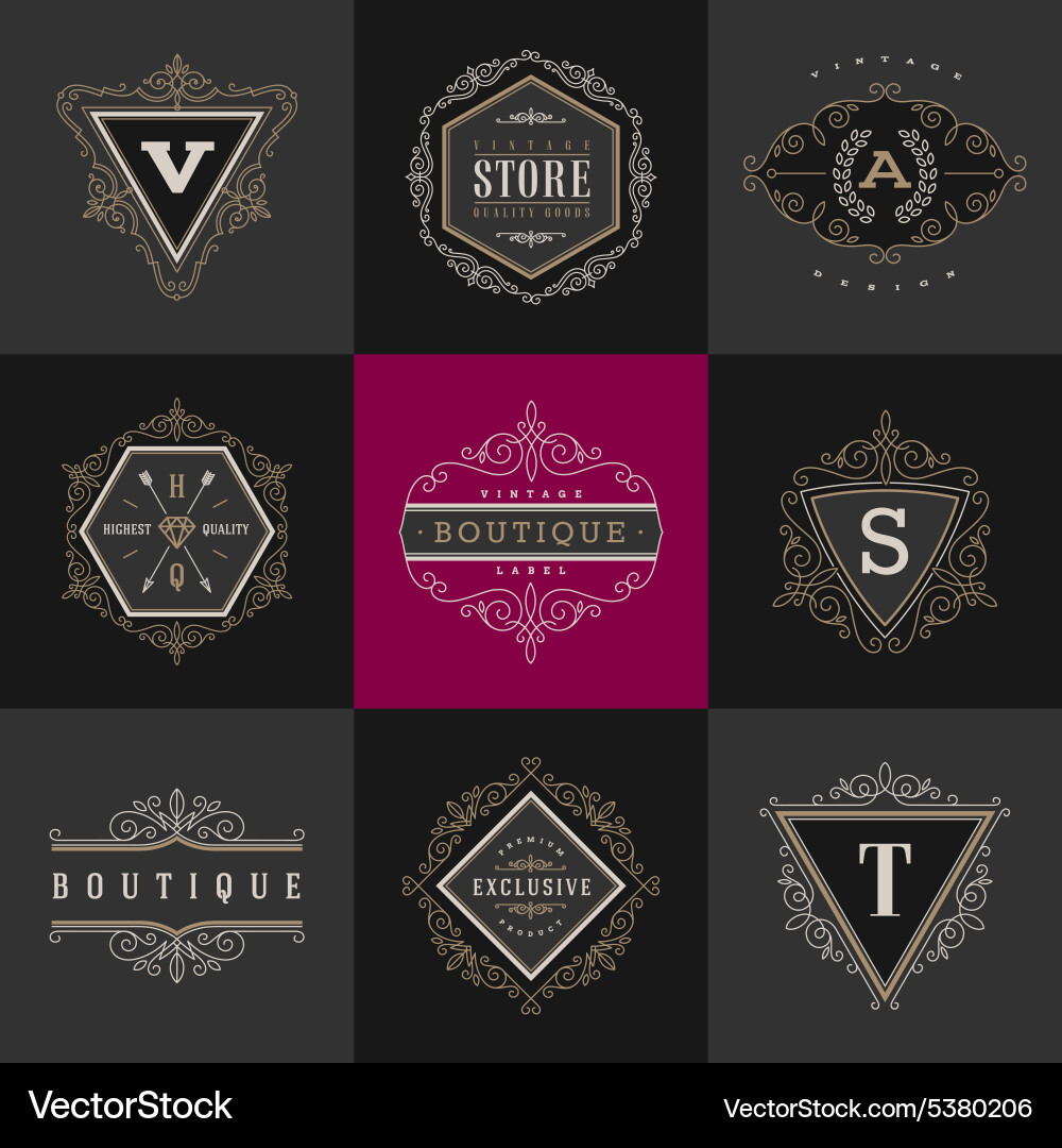 Set of monogram logo template Royalty Free Vector Image