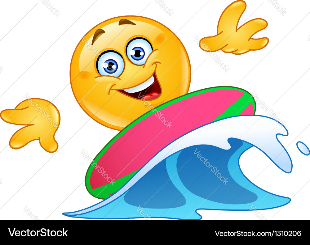 Surfing emoticon Royalty Free Vector Image - VectorStock